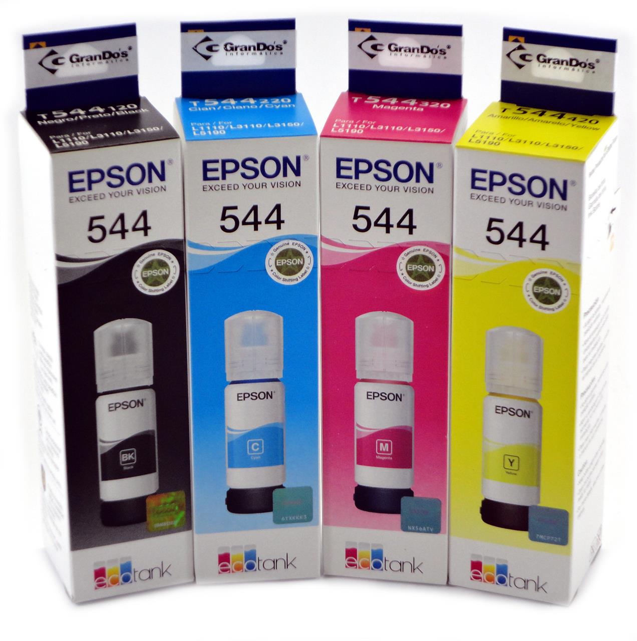 GranDo's - Kit de Refil de Tinta Original Epson 544 em Pack com as 4 Cores